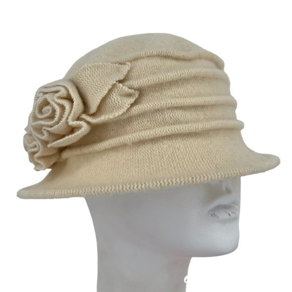 Lawliet | Accessories | Lawliet Women Cream Cloche Hat Cap Wool Knit ...